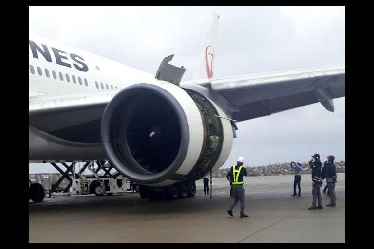JAL 777-200 engine loses panel, suffers blade damage after takeoff ...